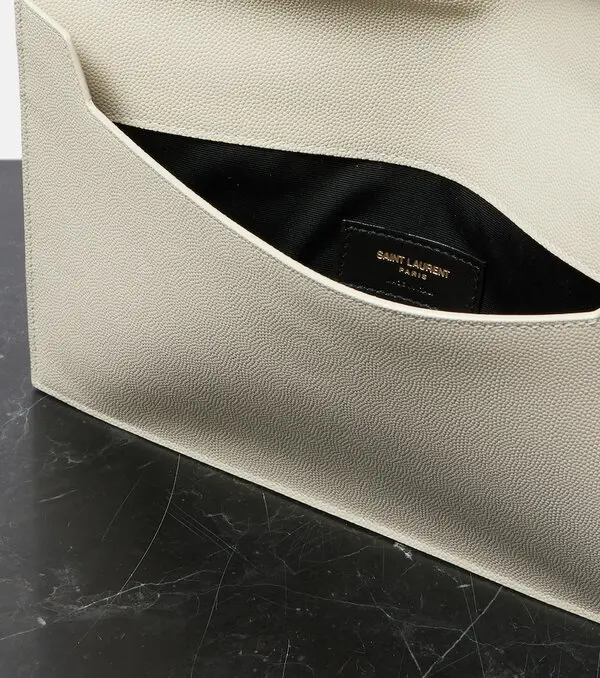 Saint Laurent Uptown Leather Clutch - White