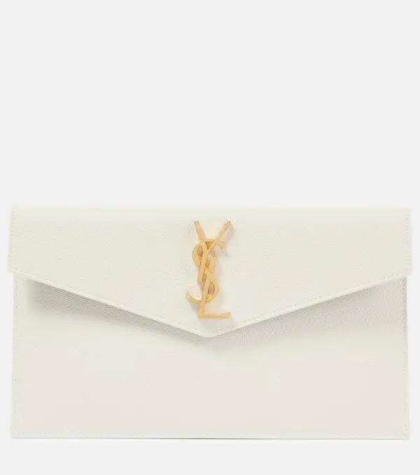 Saint Laurent Uptown Leather Clutch - White