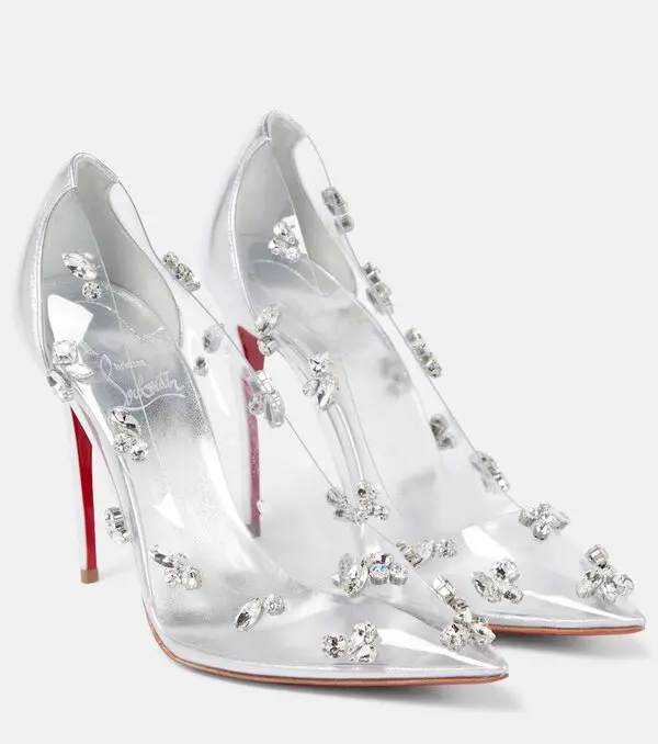 CHRISTIAN LOUBOUTIN Degraqueen Embellished Pumps - Silver