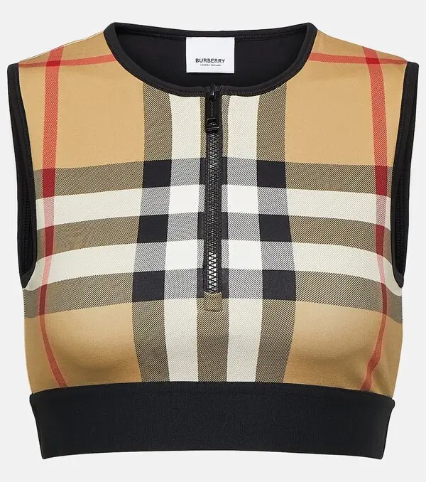 Burberry Check Jersey Crop Top - Black