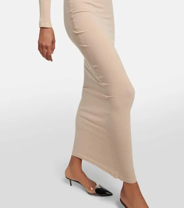 Alaïa Turtleneck Jersey Maxi Dress With Detachable Belt