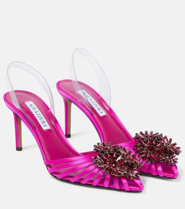 AQUAZZURA Crystal Margarita Slingback Pumps - Pink
