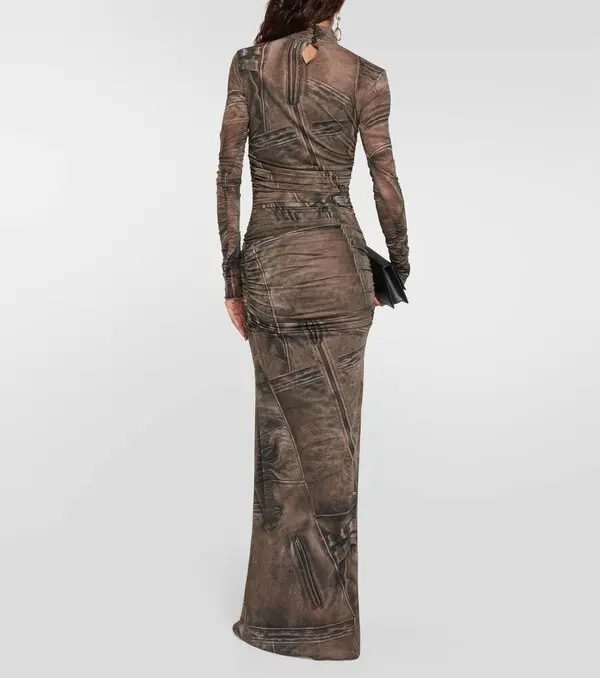 Blumarine Printed High-neck Gown - Brown