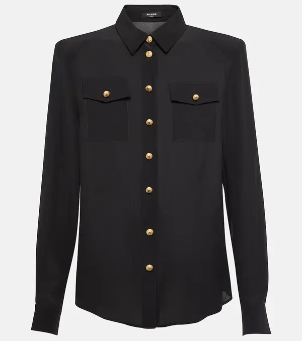 Balmain Crêpe De Chine Shirt - Black