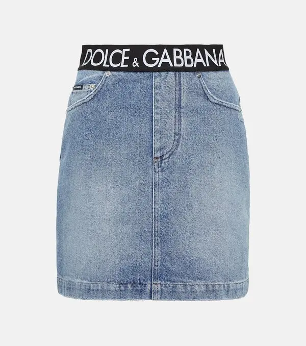 Dolce & Gabbana Logo Denim Miniskirt - Blue