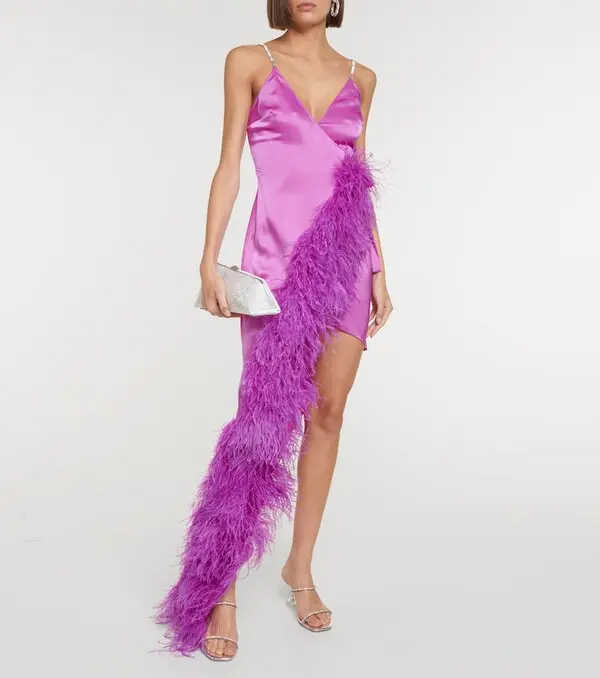 David Koma Feather-trimmed Gown