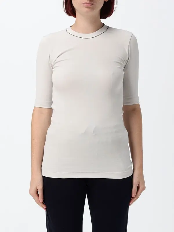 Brunello Cucinelli Slim Fit Crewneck T-shirt With Back Button Detail - White 1