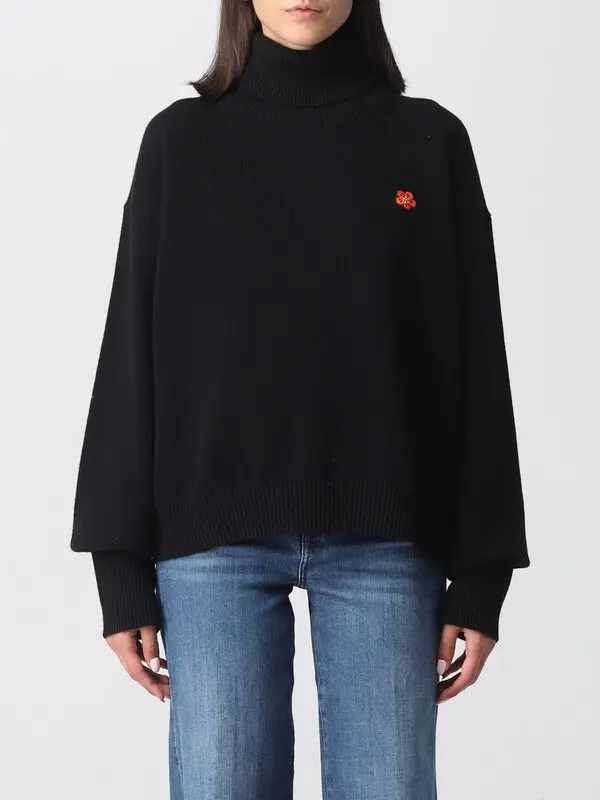 Kenzo Boke Flower Crest Wool Sweater - Black