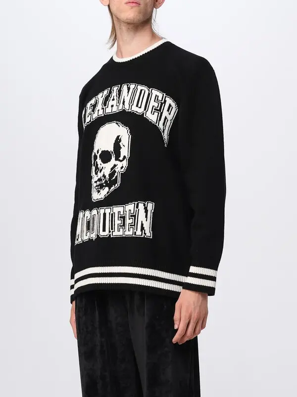 Alexander McQueen Wool And Cashmere Blend Sweater With Skull Inlay - Black