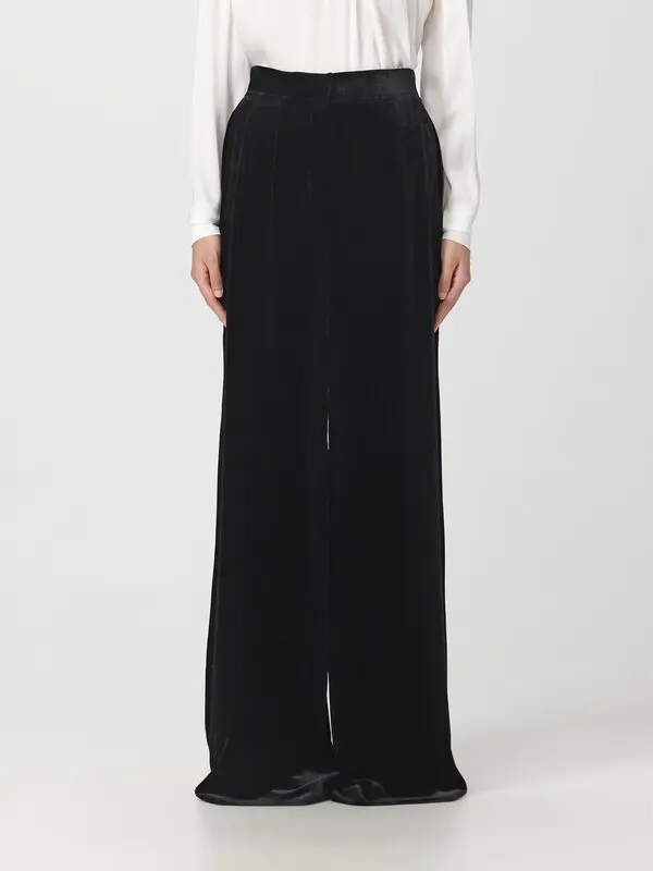 Alberta Ferretti Wide Leg Velvet Trousers - Black