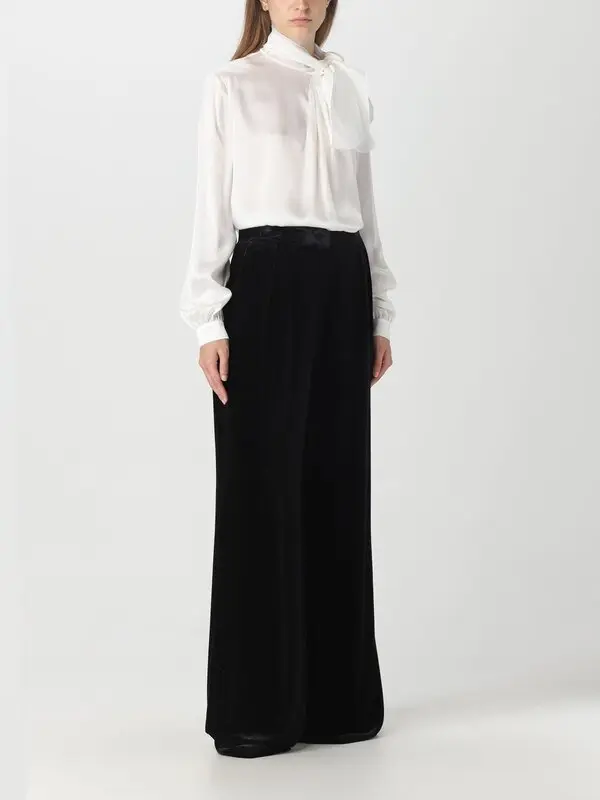 Alberta Ferretti Wide Leg Velvet Trousers - Black