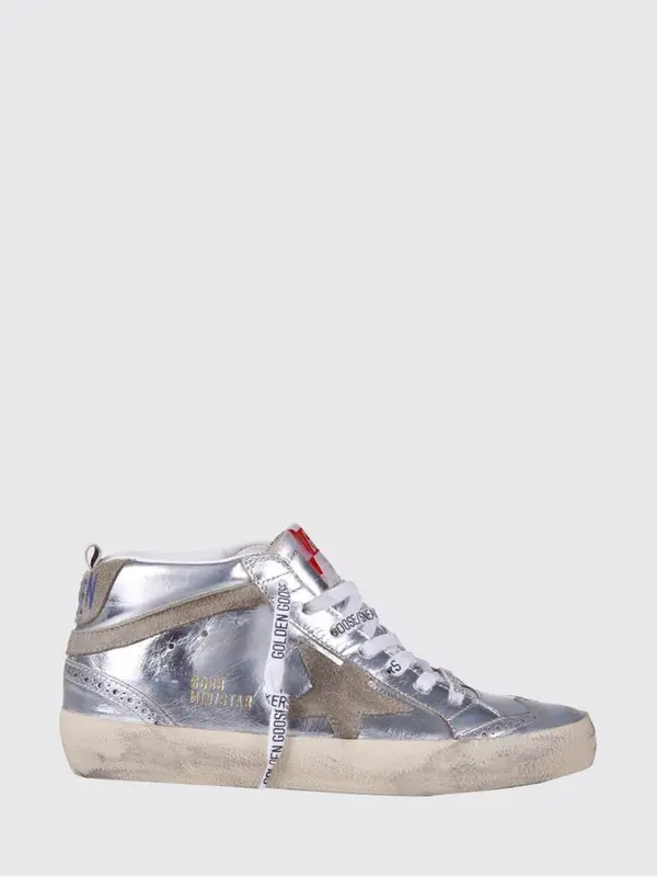GOLDEN GOOSE Mid-star Suede Trainers With Distressed Effect And Mid-top Ankle - Grey