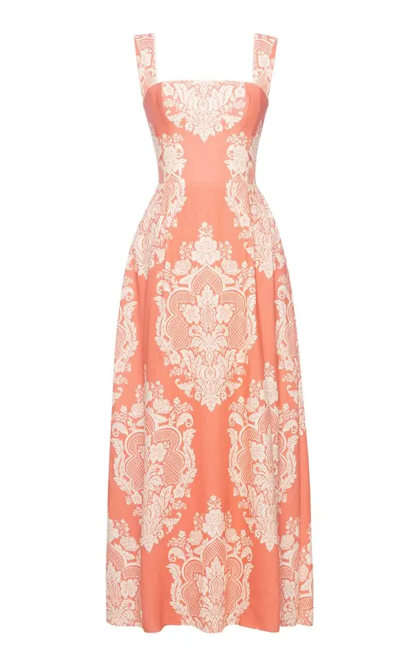 Lena Hoschek Giulietta Printed Maxi Dress In Coral - 40% Off | Editorialist