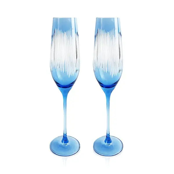 MICHAEL WAINWRIGHT Berkshire Champagne Flute, Set Of 2 - Blue