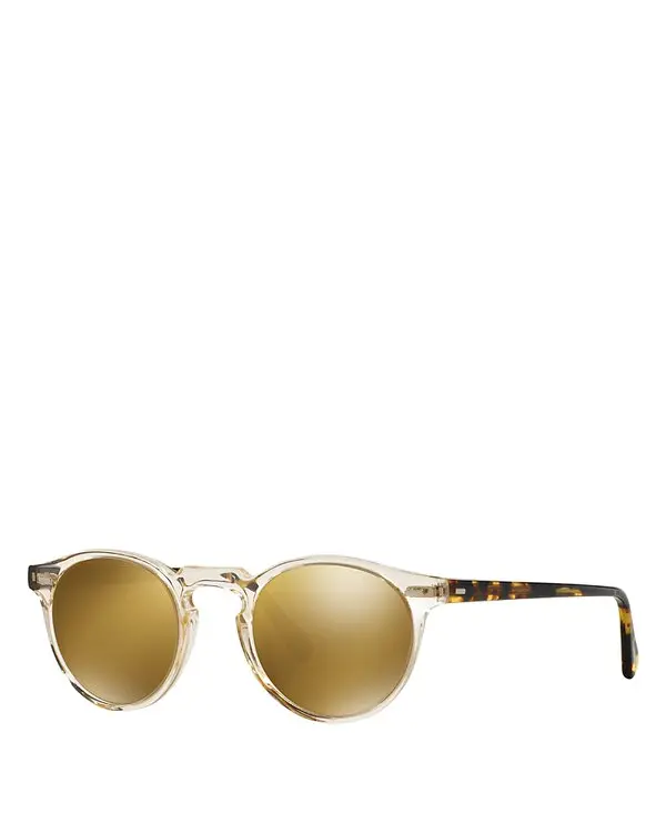 Oliver Spencer Gregory Peck Round Sunglasses, 50mm - Beige/brown Mirrored Gradient