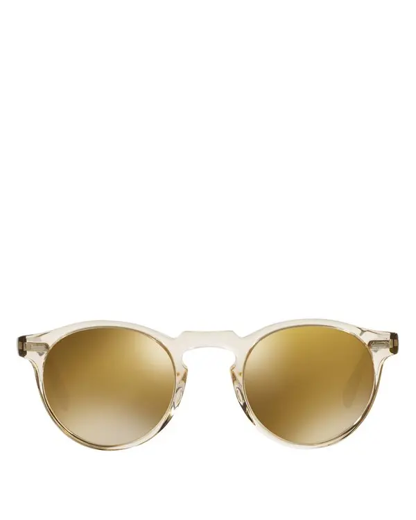 Oliver Spencer Gregory Peck Round Sunglasses, 50mm - Beige/brown Mirrored Gradient