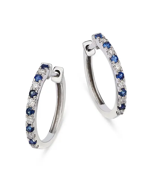 Bloomingdale'S Sapphire And Diamond Hoop Earrings - Blue/white