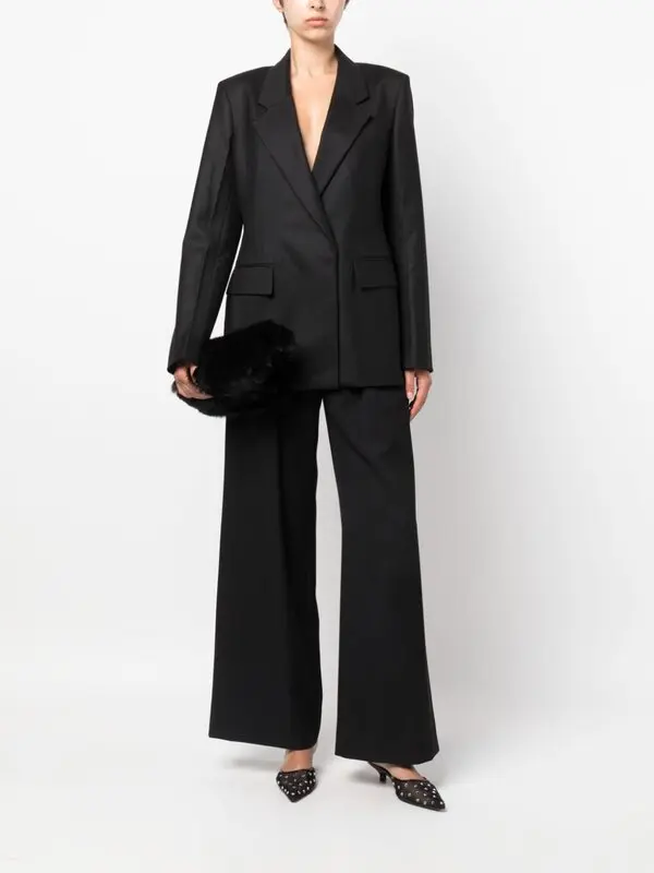 Victoria Beckham Double-breasted Virgin Wool-cotton Blazer