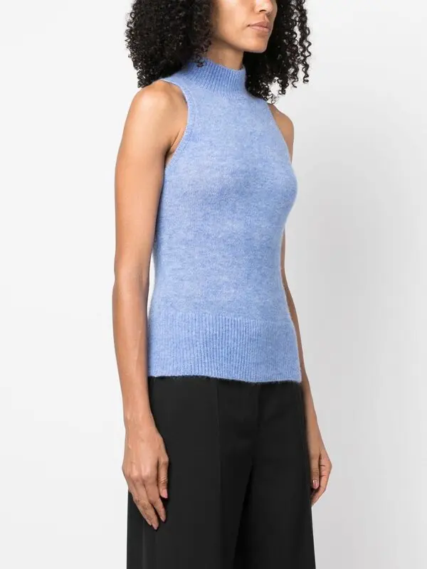 PATOU Mock-neck Knitted Top - Blue