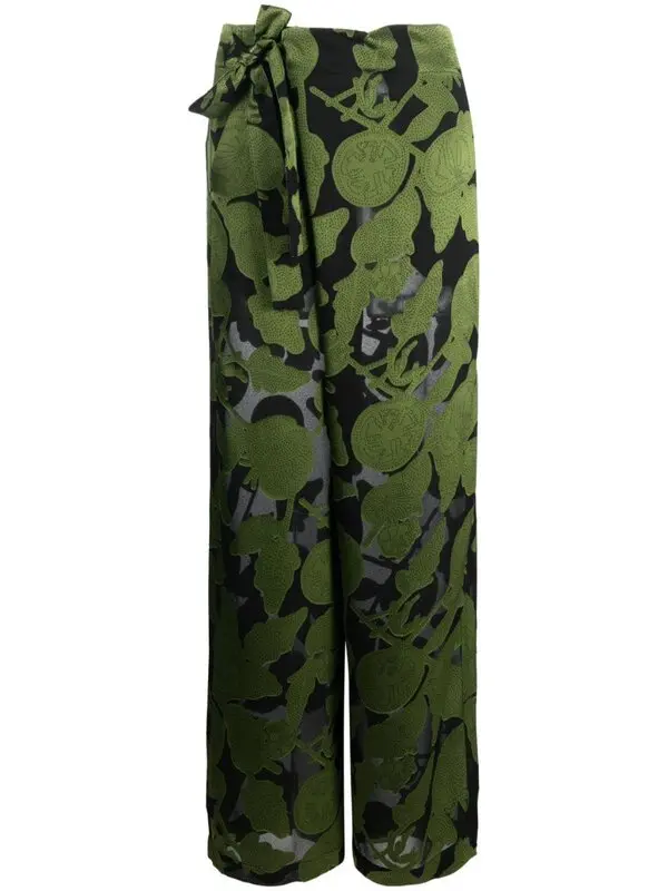 Henrik Vibskov Graphic-print Wrap Trousers - Green