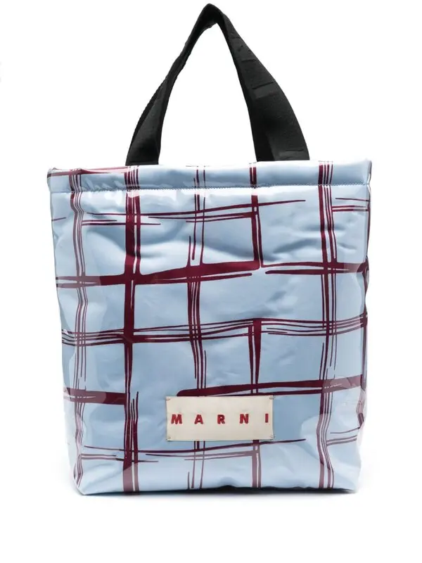 Marni Checked Padded Tote Bag - Blue