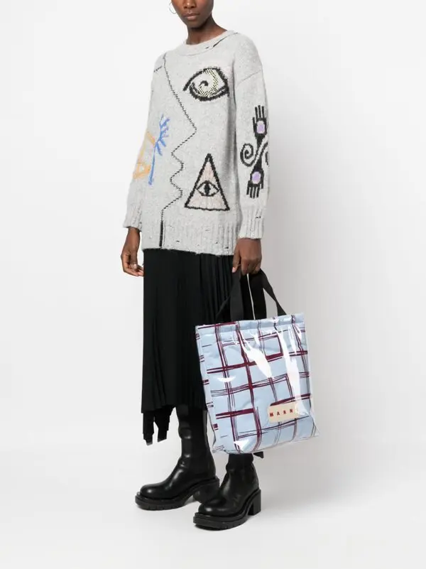 Marni Checked Padded Tote Bag - Blue