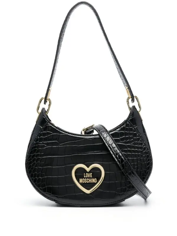 Moschino Logo-lettering Crocodile-effect Shoulder Bag