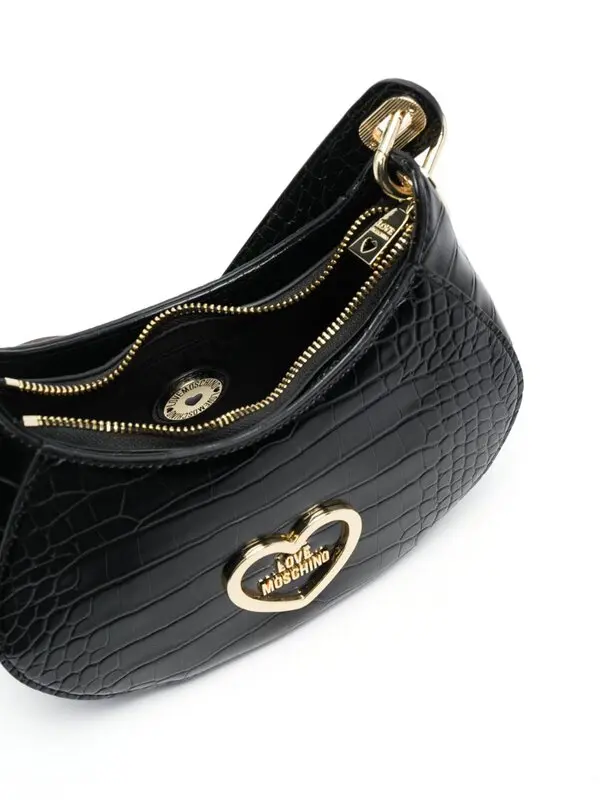 Moschino Logo-lettering Crocodile-effect Shoulder Bag