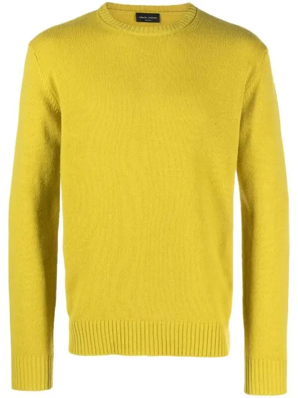 ROBERTO COLLINA Crew-neck Merino-cashmere Jumper - Yellow