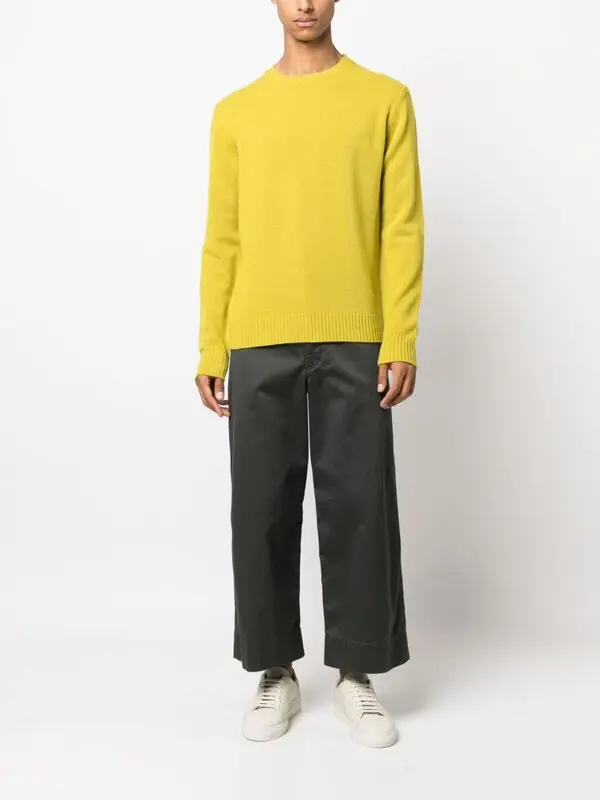 ROBERTO COLLINA Crew-neck Merino-cashmere Jumper - Yellow