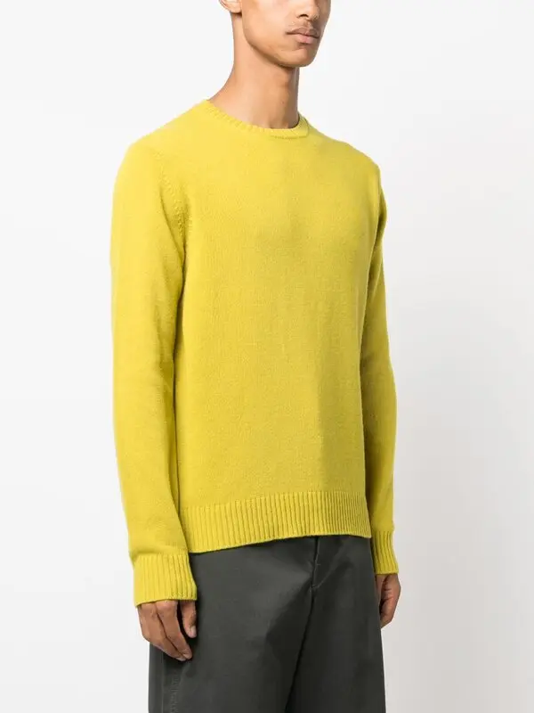 ROBERTO COLLINA Crew-neck Merino-cashmere Jumper - Yellow
