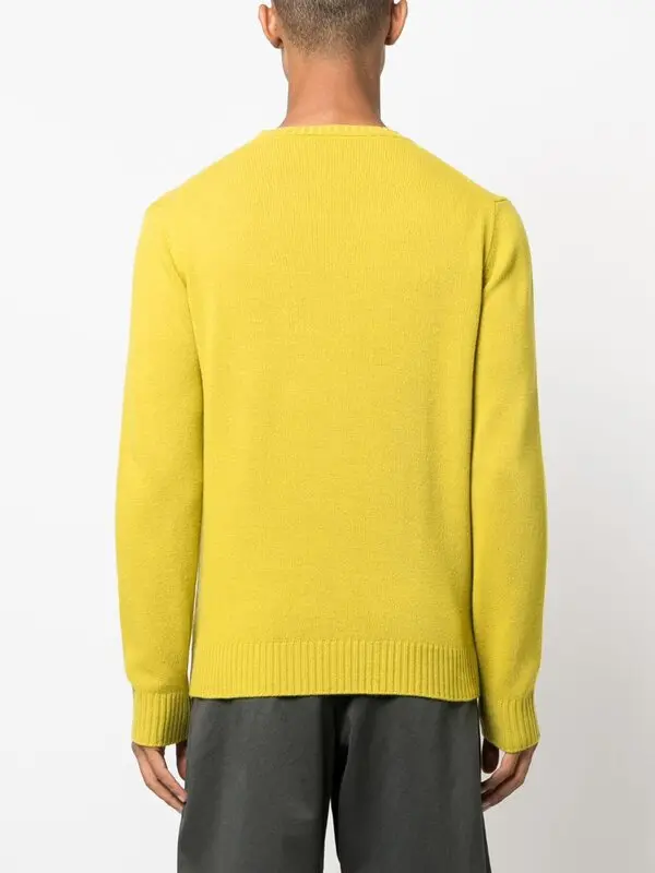 ROBERTO COLLINA Crew-neck Merino-cashmere Jumper - Yellow