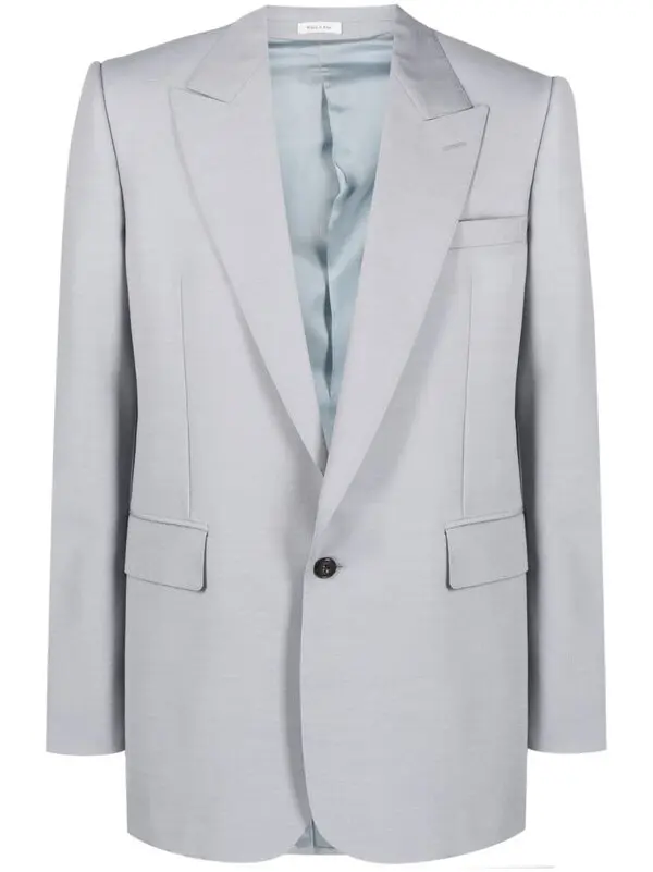 Alexander McQueen Peak-lapels Single-breasted Blazer - Grey