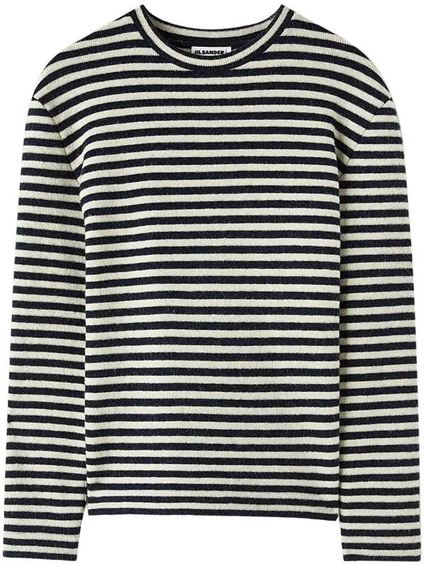 JIL SANDER Logo-patch Striped T-shirt