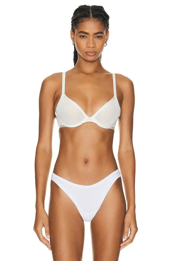 CUUP Mesh Plunge Bra In White - Salt
