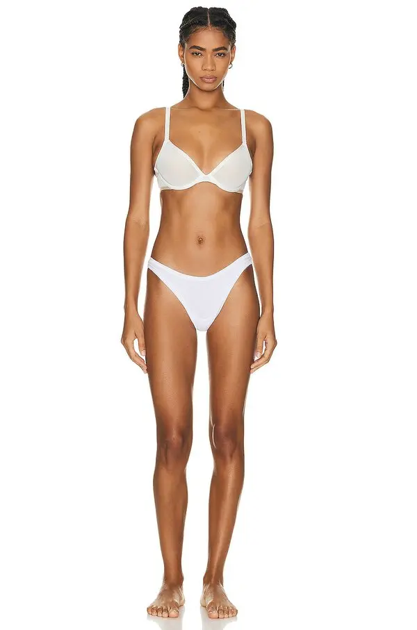 CUUP Mesh Plunge Bra In White - Salt