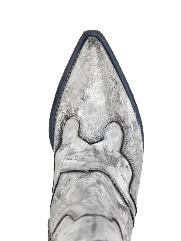 MADISON MAISON Laminated Leather Ankle Boots - Silver