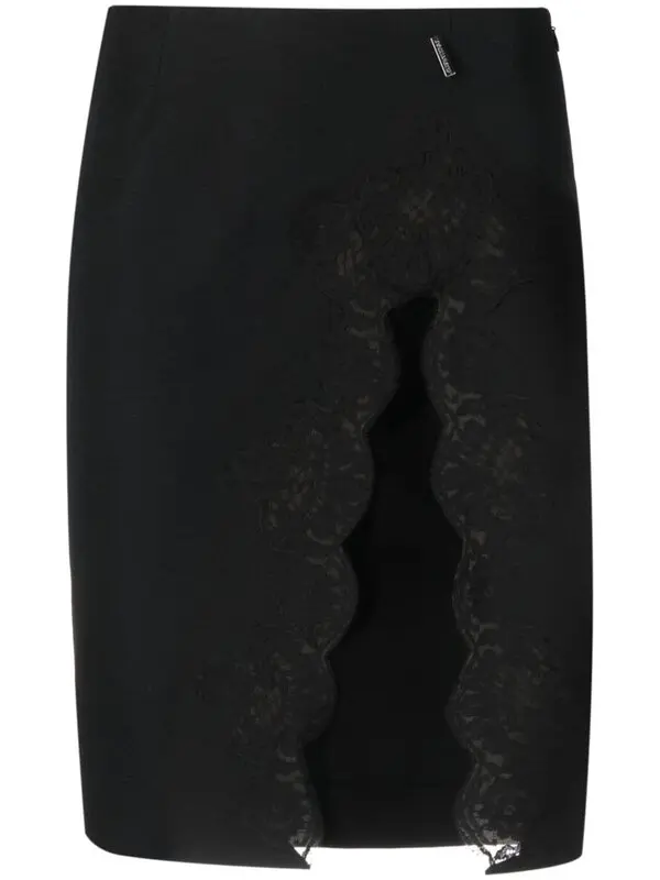 Dsquared2 Lace-detail Virgin Wool Skirt - Black