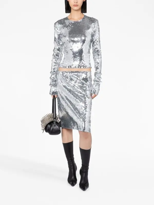 16Arlington Tanith Sequin-embellished Top - Silver