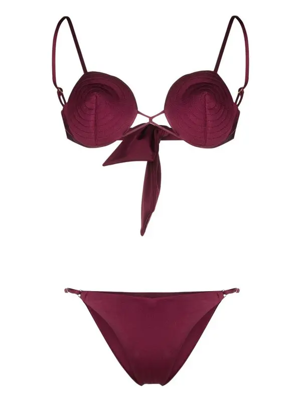 NOIRE SWIMWEAR Tonal-stitch Detail Bikini Set - Pink