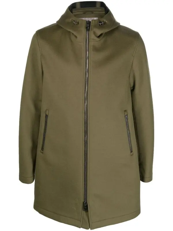 Herno Zip-up Hooded Coat - Green