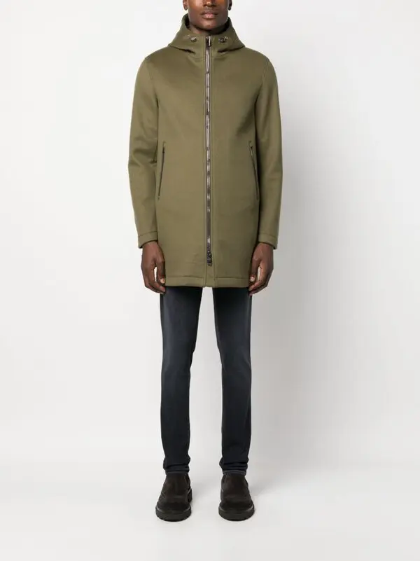 Herno Zip-up Hooded Coat - Green