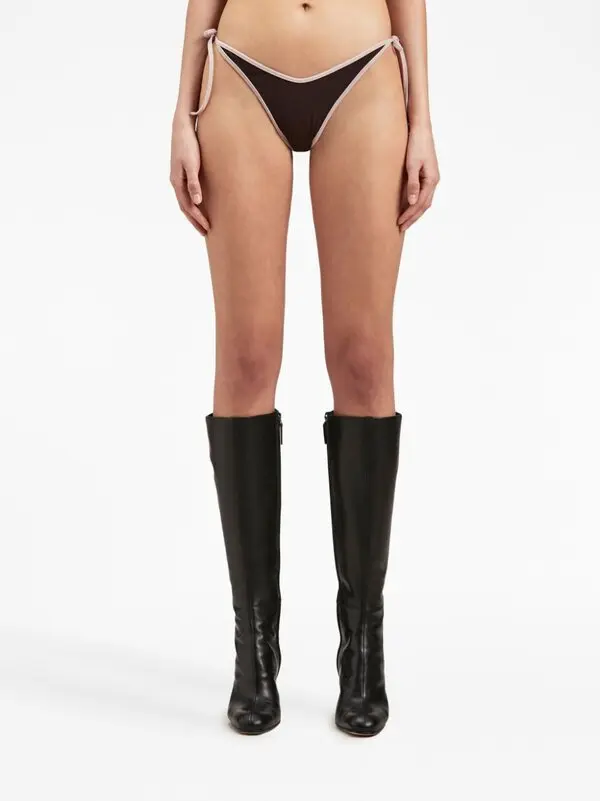 Palm Angels Contrast-trimmed Bikini Bottom - Brown