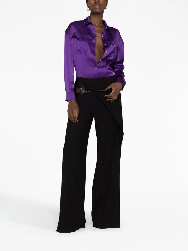 TOM FORD Cut-out Wide-leg Silk Trousers