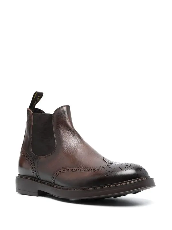 DOUCAL'S Perforated Leather Ankle Boots - Brown