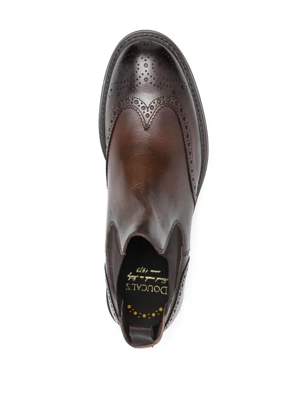 DOUCAL'S Perforated Leather Ankle Boots - Brown