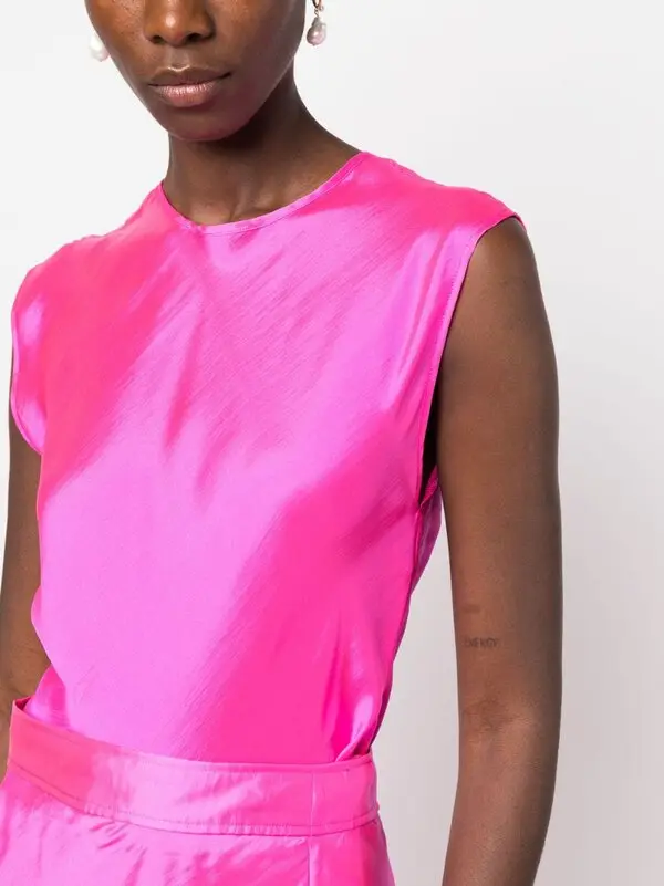 FORTE_FORTE Sleeveless Satin Blouse - Pink