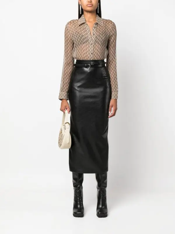 MARINE SERRE Moon Diamant Silk Shirt - Neutrals