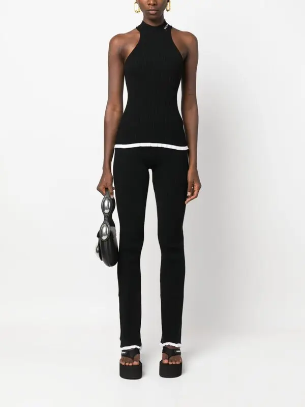 MSGM Intarsia-knit High-waisted Trousers