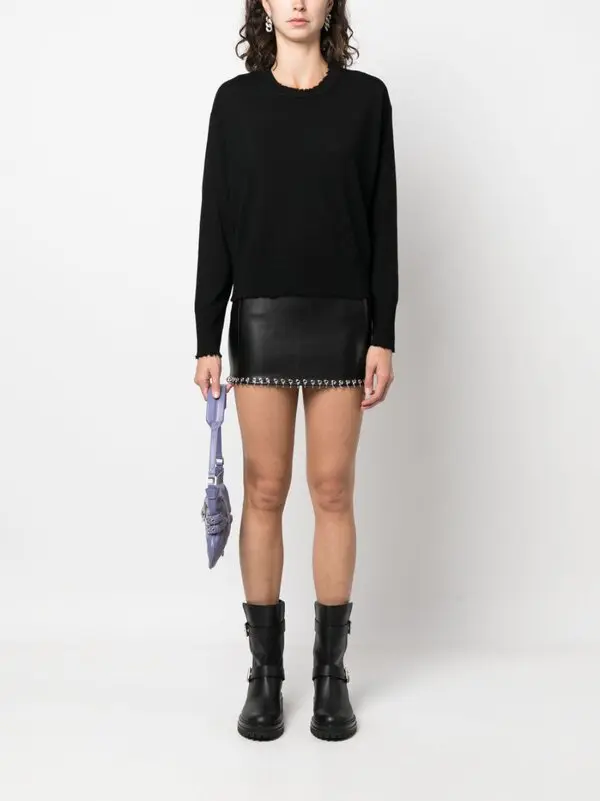 Patrizia Pepe Distressed-finish Wool Jumper - Black